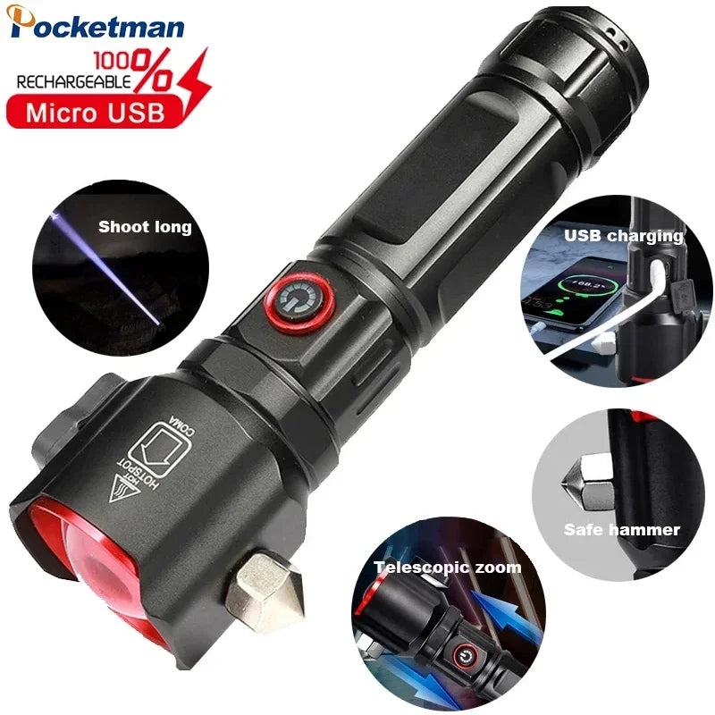 Multi-functional Rechargeable High Power LED Flashlight with Emergency ...