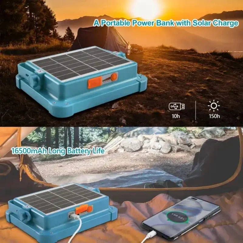 Portable LED Work Solar Light with Solar Panel Rechargeable LED Floor ...