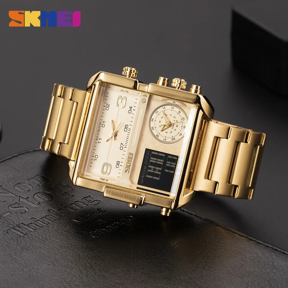 Skmei Stainless Steel Triple Time Watch– arzaan.pk