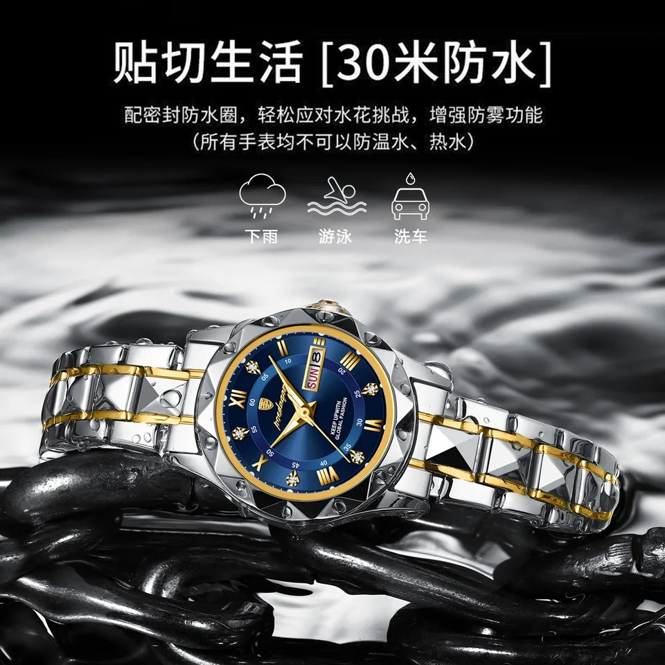 Dinar Brand Ladies Luxury New Fashion Stainless Steel Waterproof Watch ...