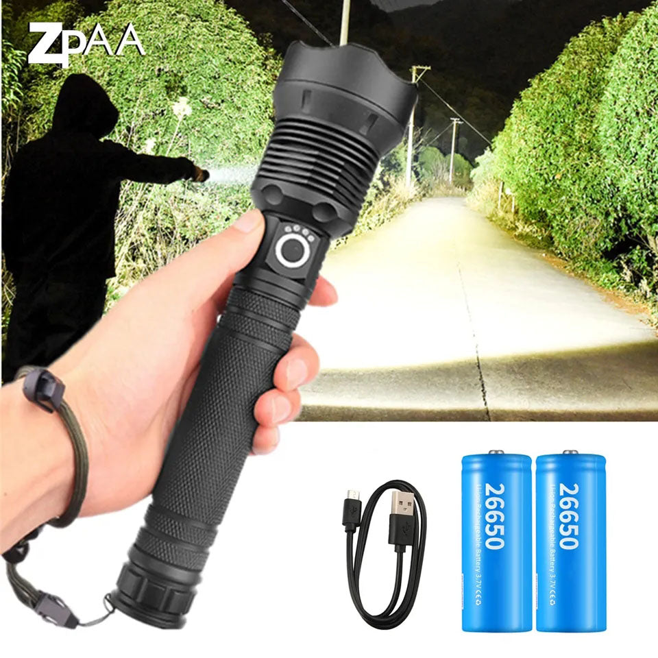 Long Range 9000-Lumens LED Rechargeable Super Bright Flashlight– arzaan.pk